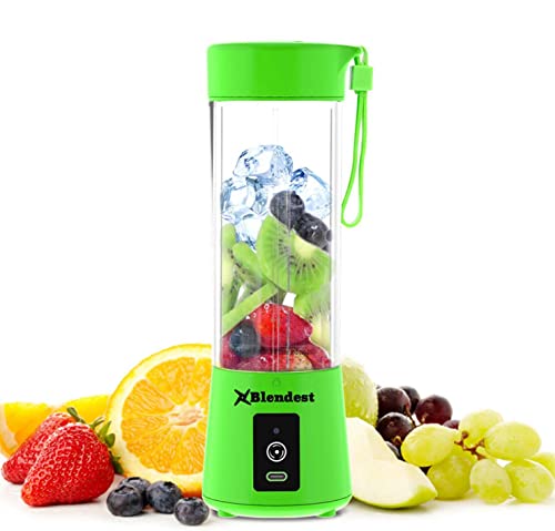 Blendest Portable Blender, USB Travel Juice Cup Personal Travel Blender Baby Food Mixing Machine with Updated 6 Blades with Powerful Motor Speed 18,000 rpm Rechargeable Battery,13.5 OZ (400ml) Green