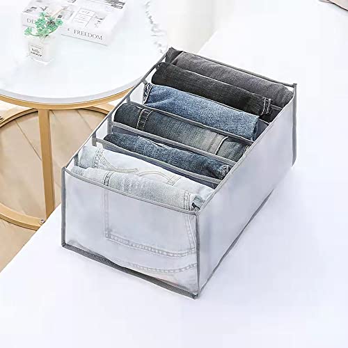 Vertrauen 3PCS Clothes Organizer, Foldable Closet Organizer, 7 Grids Drawer Dividers Storage Basket for T Shirt, Pants, Underwear, Panties, Socks