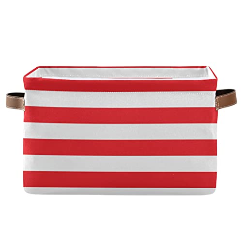 AHOMY Storage Basket Red and White Striped Cube Storage Bins Organizer Bag with Handles 1-Pack