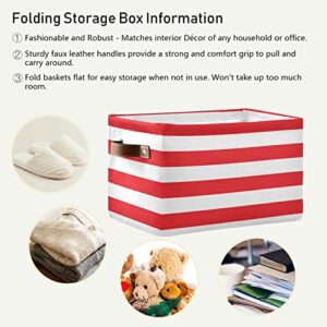 AHOMY Storage Basket Red and White Striped Cube Storage Bins Organizer Bag with Handles 1-Pack