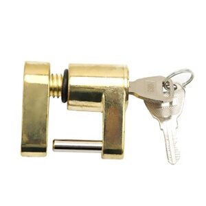 ADP Trailer Lock Dia 1/4 Inch, Coupler Lock 3/4 Inch Span Trailer Hitch Lock with Keys Trailer Coupler Lock for Tow Boat RV Truck Car's Coupler (1 Pack, Brass)