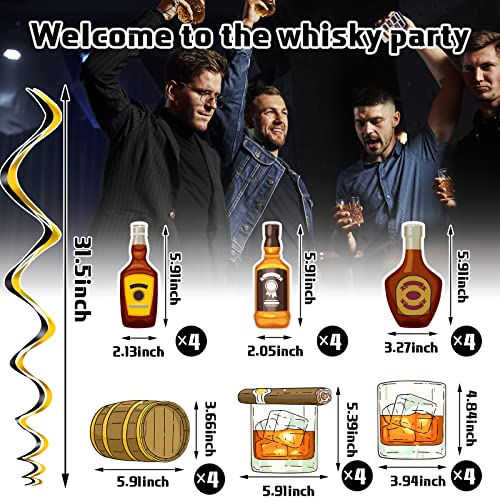 Spiral Whiskey Birthday Party Decorations for Men Aged to Perfection Party Supplies Beer Party Decorations Cheers and Beers Theme Hanging Swirls Streamers 50th 40th 30th Birthday Decorations for Party