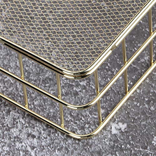 Desktop Metal Storage Basket, Gold Grid Storage Tray Net Basket Storage Bins Fruit Basket Home Decoration Ornaments(S)