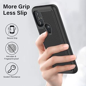 NTZW for Moto G Power 2022 Phone Case: Drop Protective Phone Case Cover | Anti-Slip Grip & Shock-Proof Silicone TPU Bumper | Dual-Layer Heavy Duty Case (Dark Black)