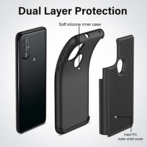 NTZW for Moto G Power 2022 Phone Case: Drop Protective Phone Case Cover | Anti-Slip Grip & Shock-Proof Silicone TPU Bumper | Dual-Layer Heavy Duty Case (Dark Black)