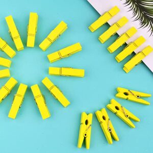 Jdesun 50pcs Photo Wood Clips Natural Wooden Mini Clothespins Paper Peg Pins Clips Laundry Pins for Hanging Clothing Pictures Home Storage Art Craft Display, Yellow