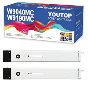 youtop 2pk w9040mc w9190mc black toner cartridge compatible for color mfp e77822dn e77822z e77825dn e77825z e77830dn e77830z