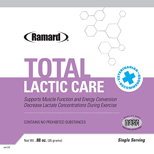 Ramard Total Lactic Care for Aging Horses, Supports Joint Function, Energy & Stamina Horse Supplies, Vitamin & Supplements w/ Branch Chain Amino Acids, 25g Pouch, 5-Pack