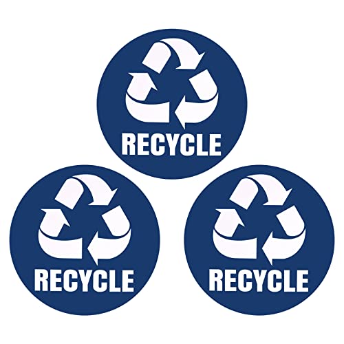 MECCANIXITY Recycle Sticker Bin Labels 5 Inch Large Recycling Vinyl for Stainless Steel/Plastic Trash Can, Blue Pack of 3