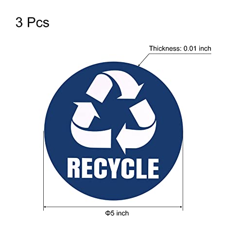 MECCANIXITY Recycle Sticker Bin Labels 5 Inch Large Recycling Vinyl for Stainless Steel/Plastic Trash Can, Blue Pack of 3