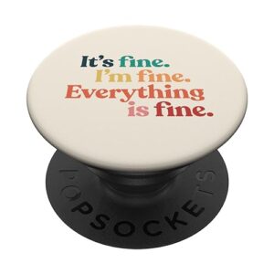 i'm fine sarcastic funny cute graphic rainbow mental health popsockets standard popgrip