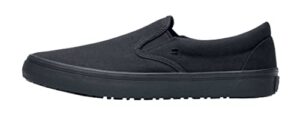 shoes for crews merlin, slip-on, men's, women's, unisex, slip resistant work shoes, black canvas, men's size 6.5, women's size 8