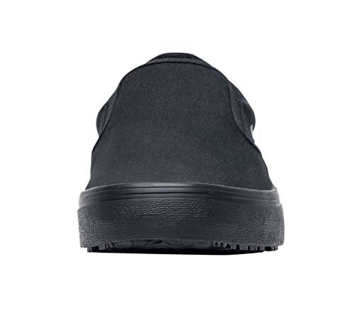 Shoes for Crews Merlin, Slip-On, Men's, Women's, Unisex, Slip Resistant Work Shoes, Black Canvas, Men's Size 6.5, Women's Size 8