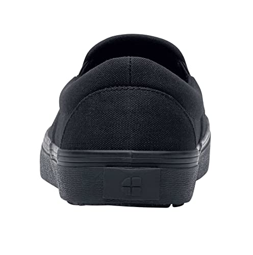 Shoes for Crews Merlin, Slip-On, Men's, Women's, Unisex, Slip Resistant Work Shoes, Black Canvas, Men's Size 6.5, Women's Size 8