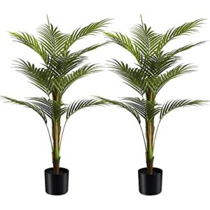 seelinns artificial trees artificial ​palm tree artificial plants for home decor indoors and outdoors 4ft fake plants tall artificial plants with 14 artificial leaves and plastic nursery pot (2 pack)