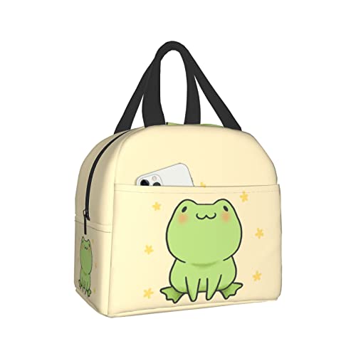 Senheol Cute Frog Cartoon Print Lunch Box, Kawaii Small Insulation Lunch Bag, Reusable Food Bag Lunch Containers Bags for Women Men