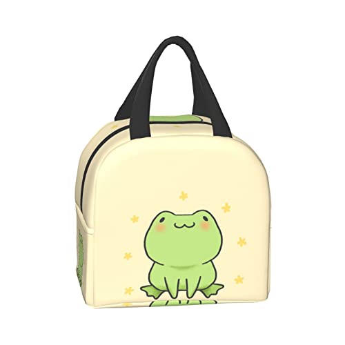 Senheol Cute Frog Cartoon Print Lunch Box, Kawaii Small Insulation Lunch Bag, Reusable Food Bag Lunch Containers Bags for Women Men