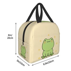 Senheol Cute Frog Cartoon Print Lunch Box, Kawaii Small Insulation Lunch Bag, Reusable Food Bag Lunch Containers Bags for Women Men