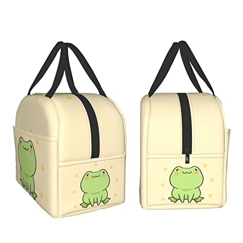 Senheol Cute Frog Cartoon Print Lunch Box, Kawaii Small Insulation Lunch Bag, Reusable Food Bag Lunch Containers Bags for Women Men