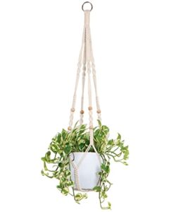 inli macrame plant hanger indoor hanging planters 35" beads single tier plant no tassel macrame hanger hanging plant holders for 5-10” planters.