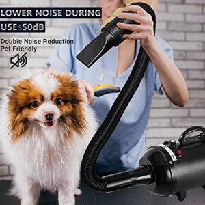 AIIYME Dog Dryer, 4.3HP/3200W Dog Hair Dryer Dog Pet Grooming Blow Dryer with Adjustable Airflow Speed and Temperature, 78 in Flexible Hose, 4 Nozzles, Pro High Velocity Dryer/Blower for Dogs