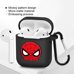 Surmoler for Airpods 1&2 Case Earphone Accessories Protective Silicone Case Cover with Free Keychain for Airpods 1&2 Charging Case（red and Black）