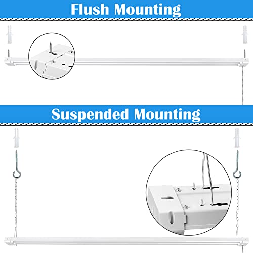 ZJOJO Linkable LED Shop Light for Garage, LED Shop Light 42W [250W Equivalent] 5000lm 4FT, 6000-6500K Daylight White, 5-Year-Warranty, Shop Lights with Pull Chain (ON/Off) for Office Warehouse-(1PK)