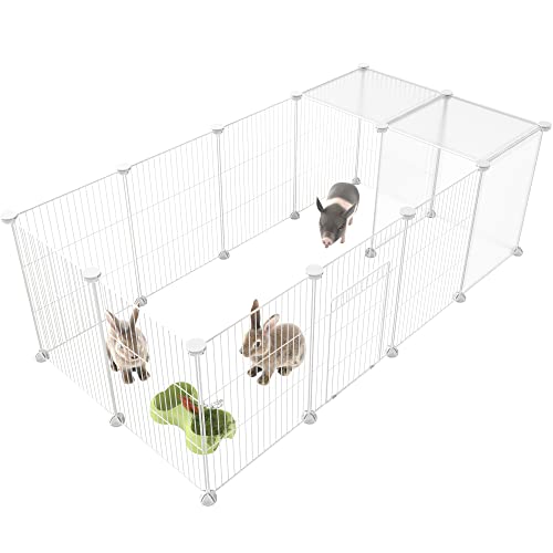 HOMIDEC Pet Playpen,Small Animals Cage DIY Wire Yard Fence with Door for Indoor/Outdoor Use,Portable for Puppies,Kitties,Bunny,Turtle 48" x 24" x 16"