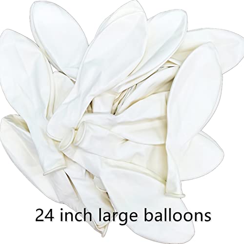 15pcs Latex Big Balloons 24 Inch White Large Balloons Giant Heavy Duty Balloons for Wedding Baby Shower Birthday Party New Year's Day Decorations