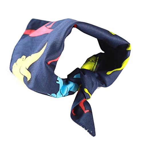 Ming Heng Lovely Dog Scarf Navy Blue Dinosaur Animal Pattern Triangle Scarf Dog Cat Pet Bandanas Decoration Accessories (Navy Blue)