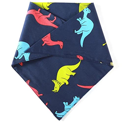 Ming Heng Lovely Dog Scarf Navy Blue Dinosaur Animal Pattern Triangle Scarf Dog Cat Pet Bandanas Decoration Accessories (Navy Blue)