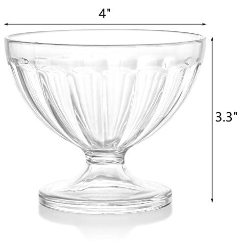 Lawei 12 Pack Acrylic Ice Cream Bowls - 8 Oz Clear Plastic Dessert Cups Footed Ice Cream Bowls for Dessert, Sundae, Ice Cream, Salad, Cocktail, Condiment, Trifle