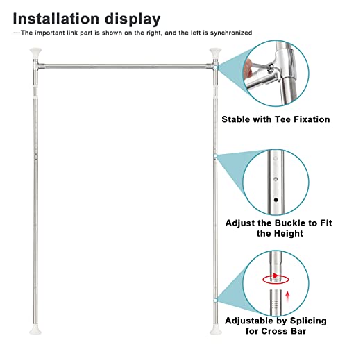 HOSKO Curtain Divider Stand - 48 to 72 inches Expandable Room Divider，Damage Free Freestanding Vertical Tension Stand