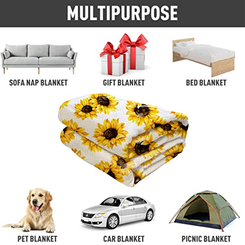 YISUMEI Sunflower Blanket Floral Print Throw Blanket Soft Warm Lightweight for Chair Sofa Couch Girl Adult Women Gift for Birthday Christmas 60"x80"