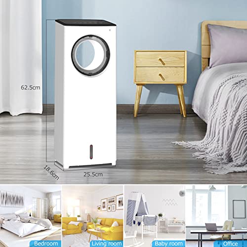 Portable Air Conditioner, 3-IN-1 Evaporative Air Cooler, Personal Bladeless Tower Fan/AC Cooling & Humidification, 3 Wind Speeds, 3 Modes, 40°Oscillation, 4-8H Timer with Remote Control, Evaporative Coolers For Room Home Office