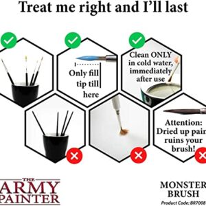 The Army Painter Wargamer: 3pcs Monster - Wargamer Brush Set with Synthetic Toray Hair – Large Basecoat Brush for Wargames, Fine Detail Paint Brush for Miniature Painting & Miniature Paint Sets