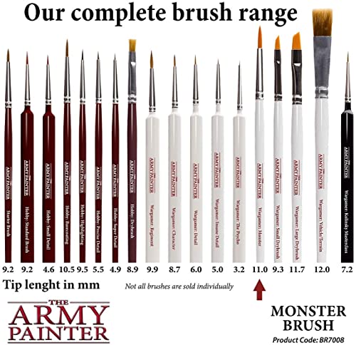 The Army Painter Wargamer: 3pcs Monster - Wargamer Brush Set with Synthetic Toray Hair – Large Basecoat Brush for Wargames, Fine Detail Paint Brush for Miniature Painting & Miniature Paint Sets