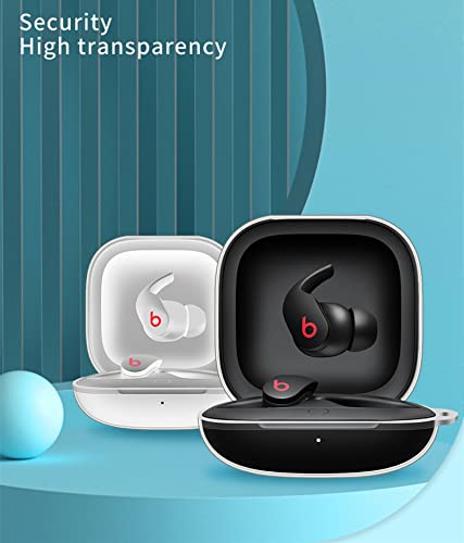 Soft TPU Transparent Case for Beats Fit Pro 2021 – True Wireless Noise Cancelling Earbuds, Beats Fit Pro Case Cover with Keychain for Women Men (Transparent)