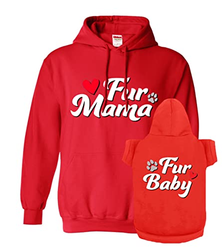 Apparelyn Classy Fur Mama Fur Baby Dog or Cat Matching Pet and Owner Hoodie Sweatshirt Set