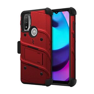 ZIZO Bolt Bundle for Moto G Power 2022 Case with Screen Protector Kickstand Holster Lanyard - Red