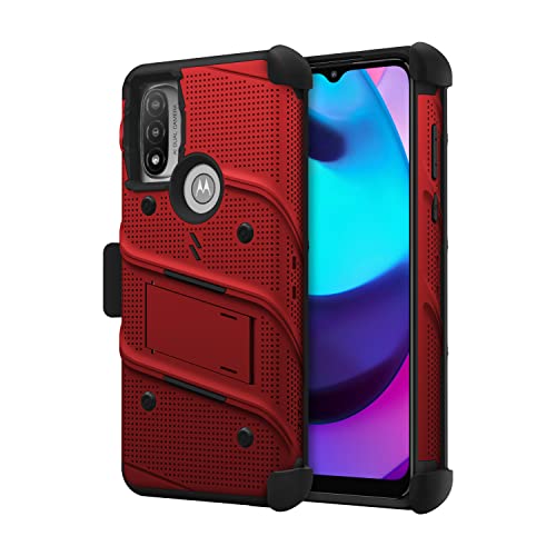 ZIZO Bolt Bundle for Moto G Power 2022 Case with Screen Protector Kickstand Holster Lanyard - Red