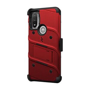 ZIZO Bolt Bundle for Moto G Power 2022 Case with Screen Protector Kickstand Holster Lanyard - Red