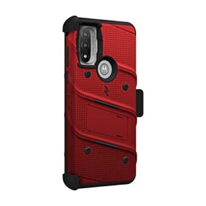 ZIZO Bolt Bundle for Moto G Power 2022 Case with Screen Protector Kickstand Holster Lanyard - Red