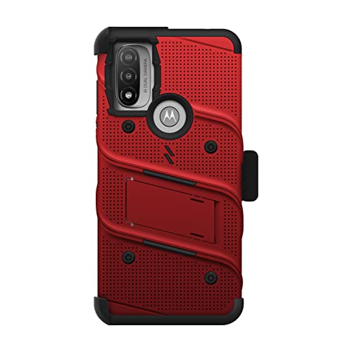 ZIZO Bolt Bundle for Moto G Power 2022 Case with Screen Protector Kickstand Holster Lanyard - Red