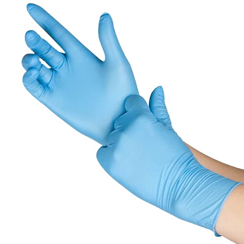 Style Setter Powder-Free Nitrile Disposable Exam Gloves, Industrial Medical Examination, No Latex Rubber, Non-Sterile, Food Safe, Textured Fingertips, Ultra-Strong, Blue-Size Large, Pack of 100