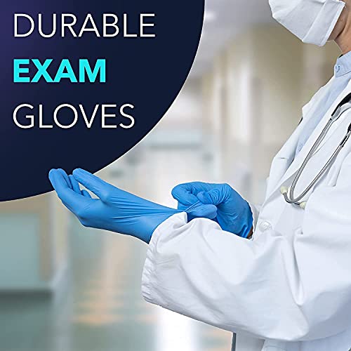 Style Setter Powder-Free Nitrile Disposable Exam Gloves, Industrial Medical Examination, No Latex Rubber, Non-Sterile, Food Safe, Textured Fingertips, Ultra-Strong, Blue-Size Large, Pack of 100