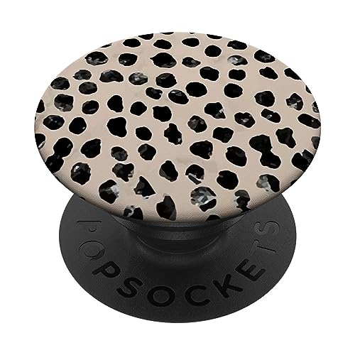 Black Polka Dots Almond Latte Pattern PopSockets Standard PopGrip