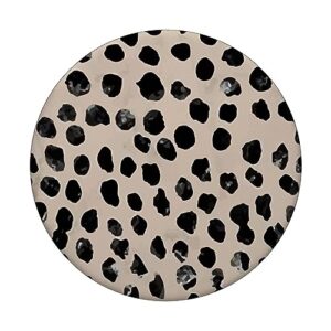 Black Polka Dots Almond Latte Pattern PopSockets Standard PopGrip