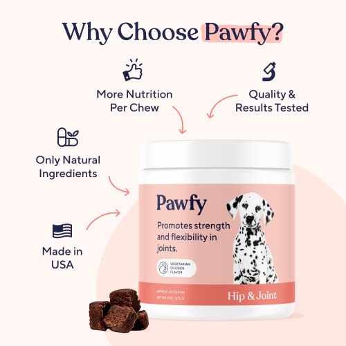 Pawfy Dog Hip & Joint Soft Chews - Total Joint Care | Anti-Inflammatory | Arthritis Relief | Strength & Flexibility | Natural Recovery | with Glucosamine + Chondroitin