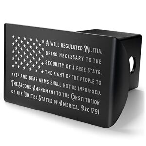 2a u.s.a. american flag black & chrome metal trailer hitch cover